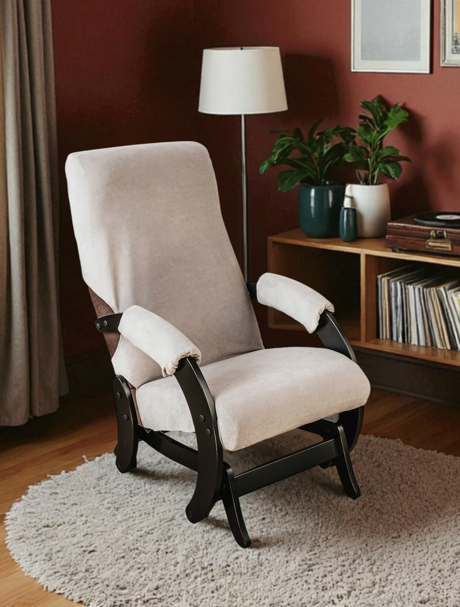 Чехол накидка на кресло, чехол с подлокотниками на кресло-качалку, цвет серый