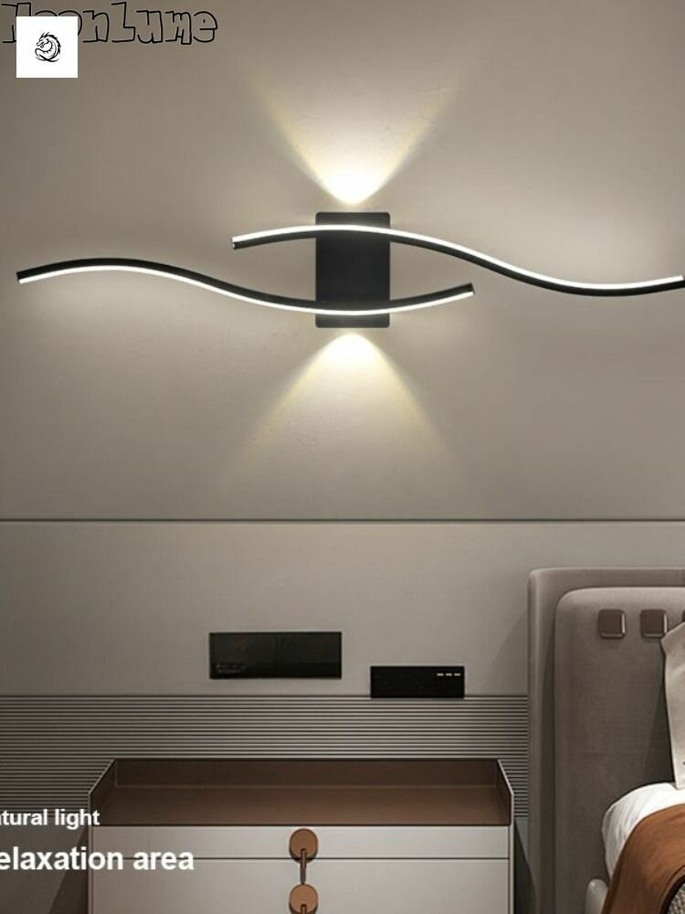 Светильник настенный светодиодный, черный, матовый акрил, для спальни у кровати и гостиной, современный минимализм