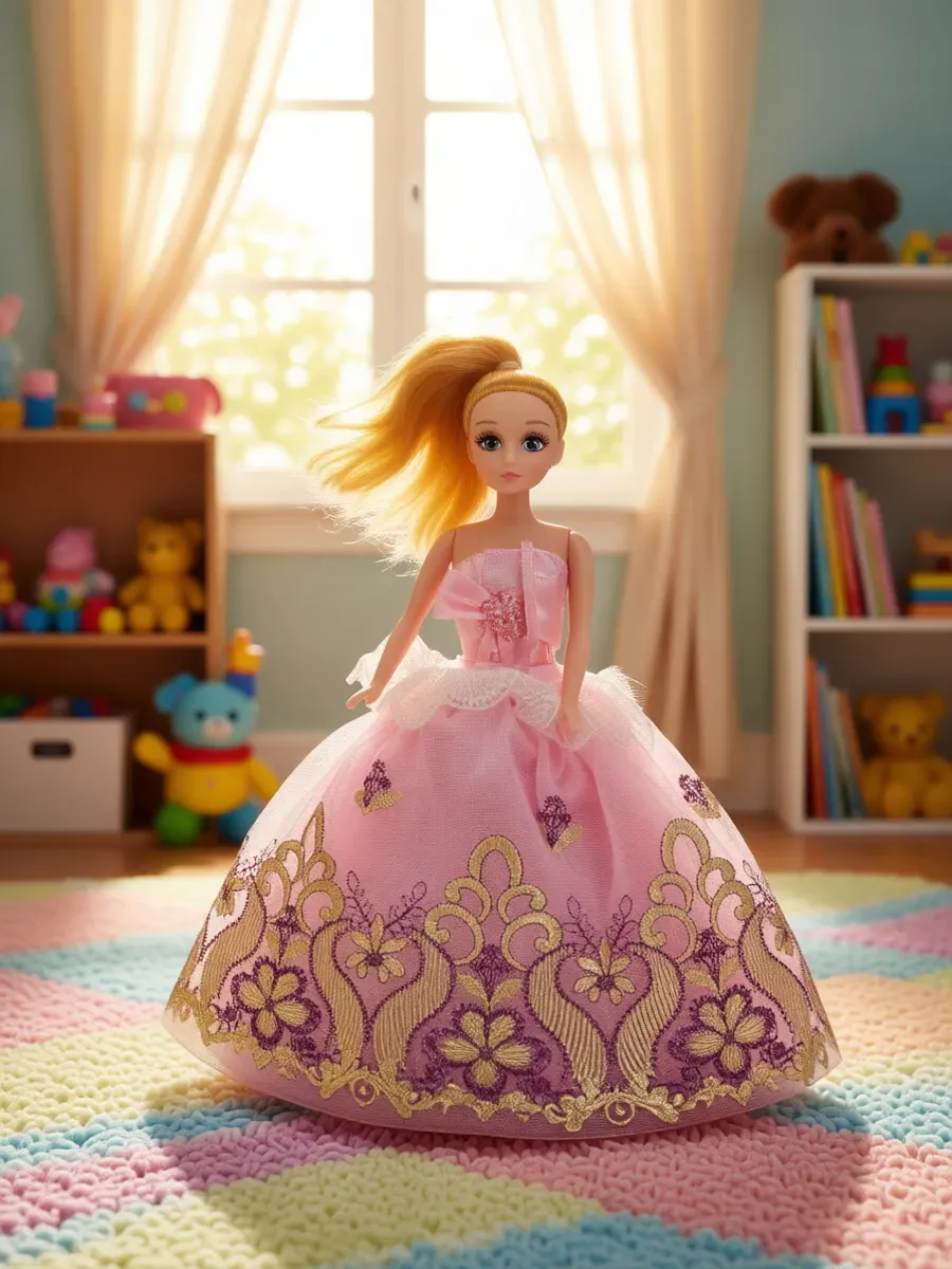 Кукла "Принцесса с питомцем", пластик, вращение головы, розовый/фиолетовый, 25 см