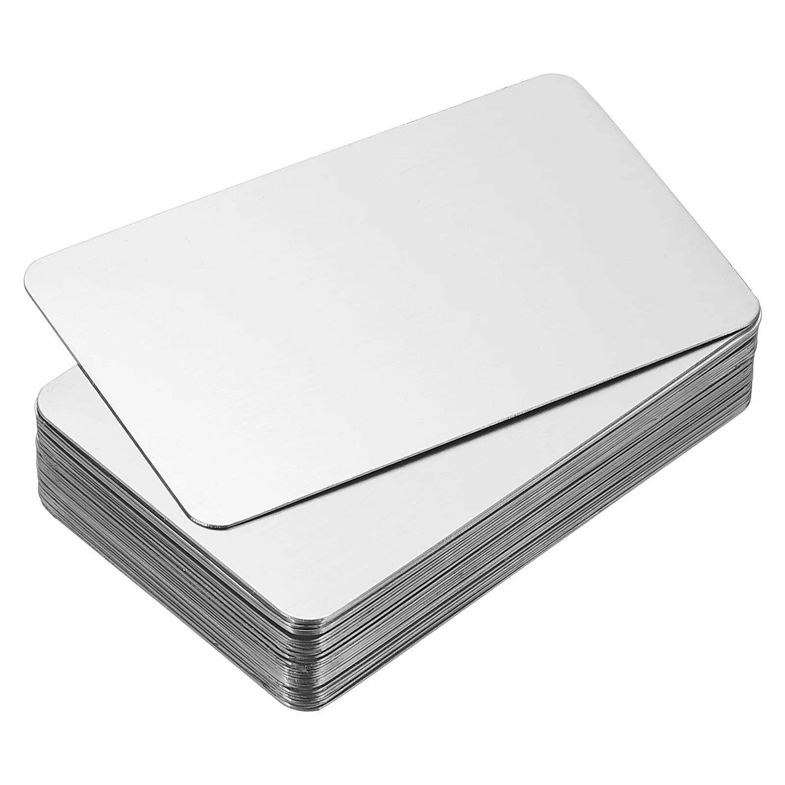 Металлические визитные карточки из нержавеющей стали, серебристый/черный 86x54x0.3mm, Silver, 30Pcs