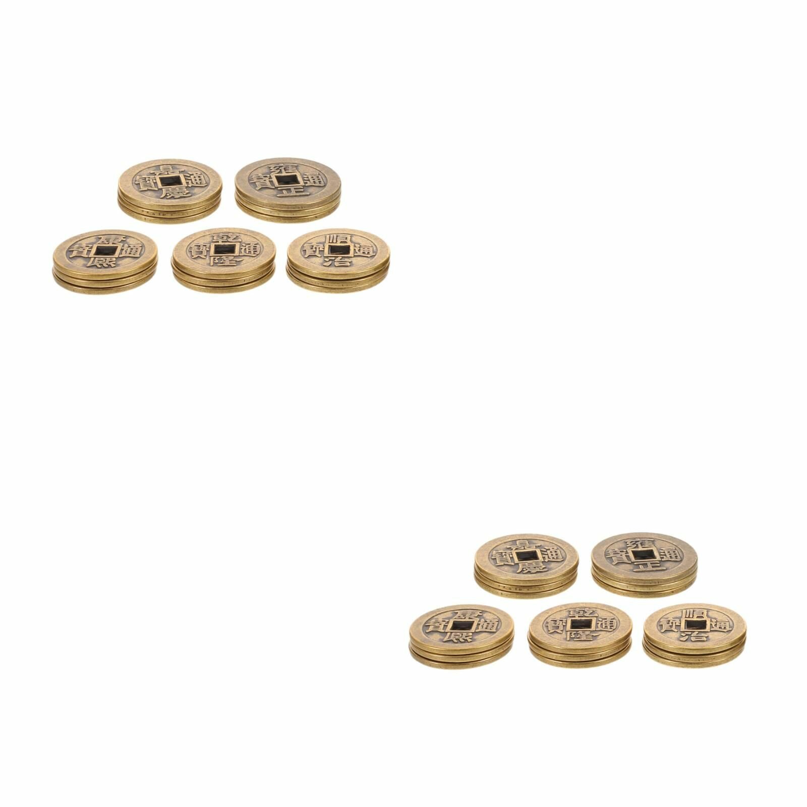 Коллекция золотых медных китайских монет для фэншуй и привлечения успеха, 30 штук в наборе