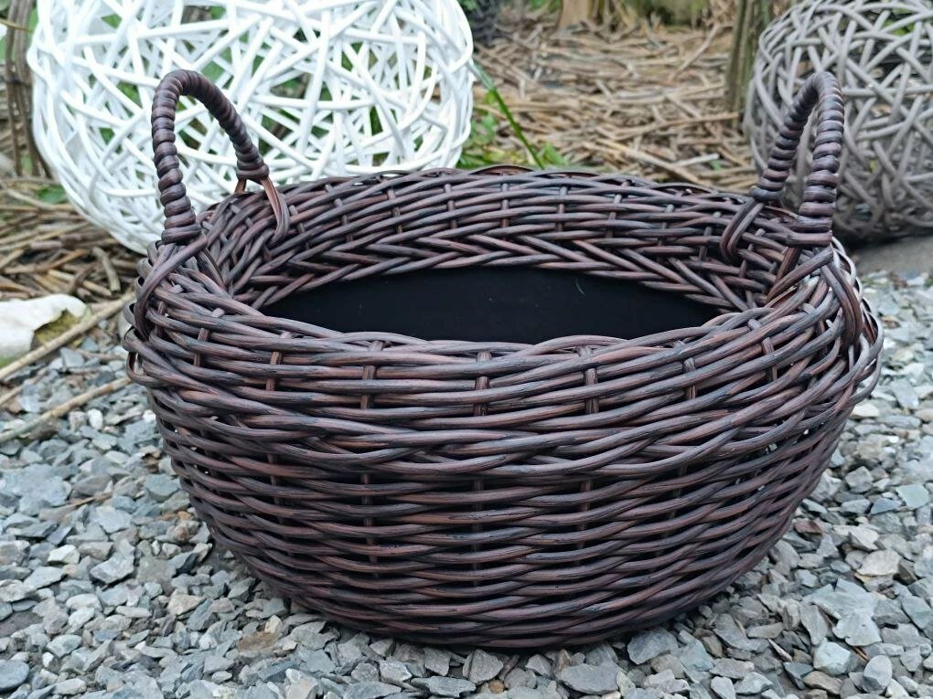 Кашпо Корзина " Уютный Дом " 12 литров цвет ротанга "Темное дерево"