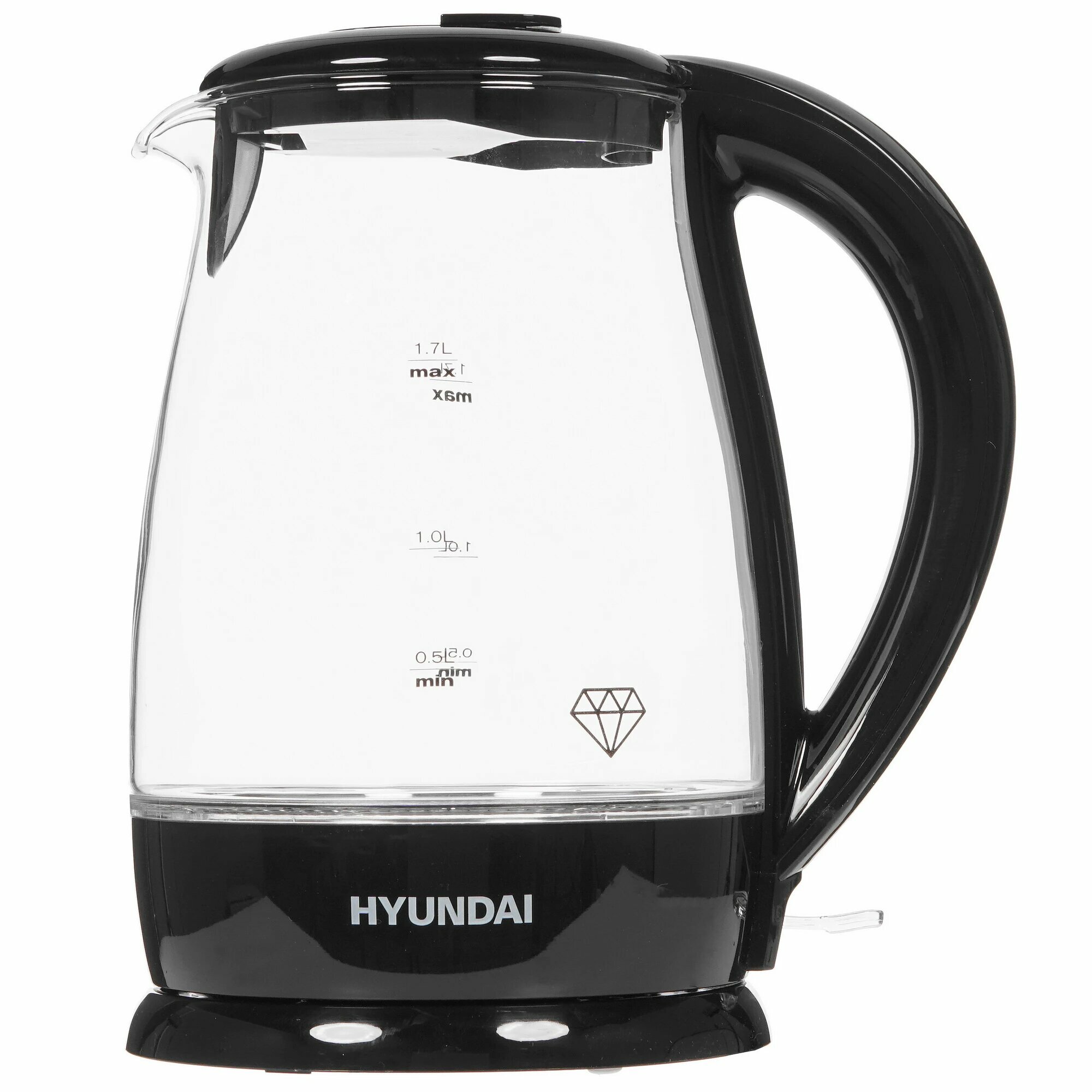 Электрочайник Hyundai HYK-G2011, пластик/стекло, 2200Вт, 1,7л, черный