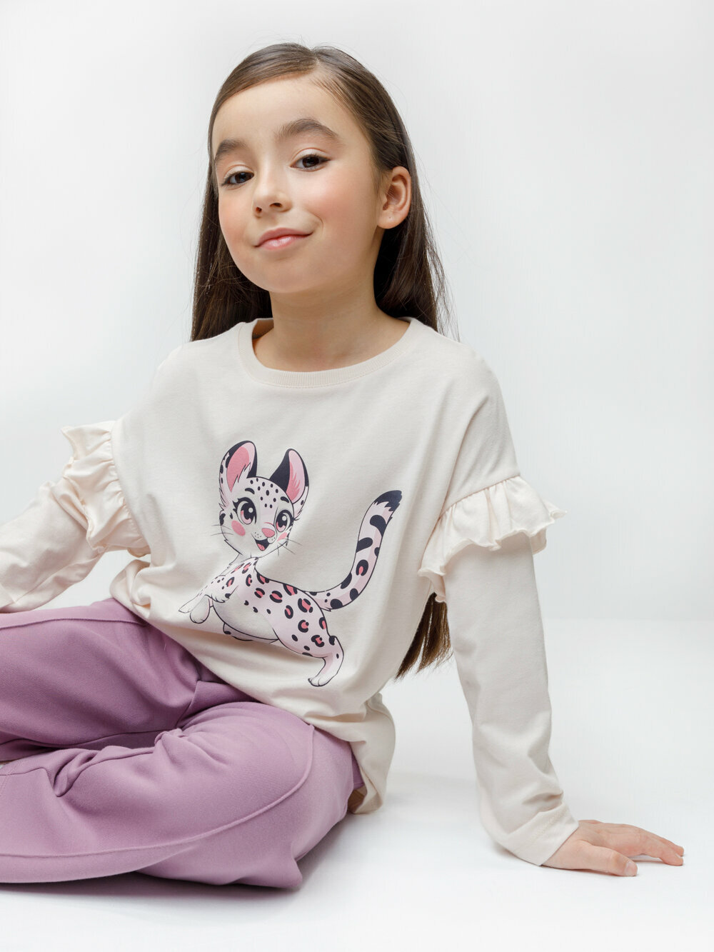 Лонгслив с принтом для девочки