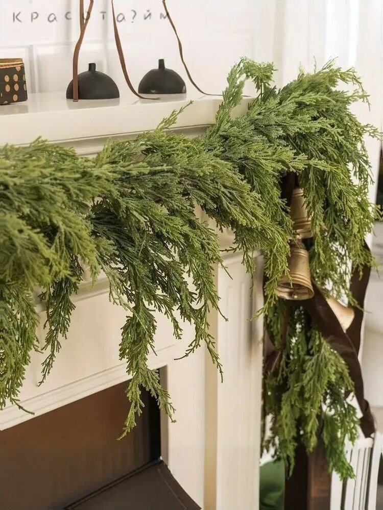 Искусственные ветви можжевельника для подвешивания над камином, 60 ответвлений
