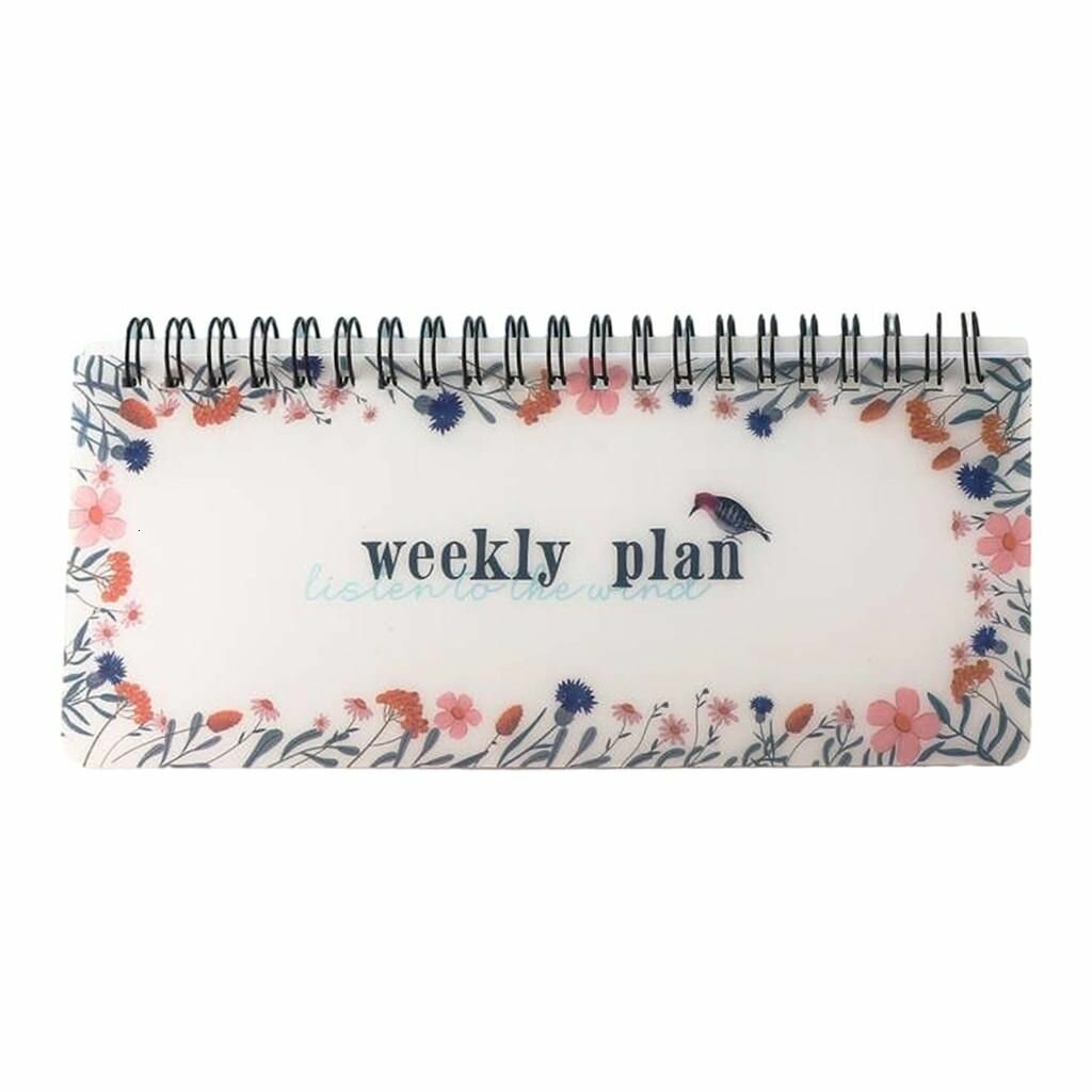 Блокнот с двойной спиралью, отрывными листами, - цветы и птицы