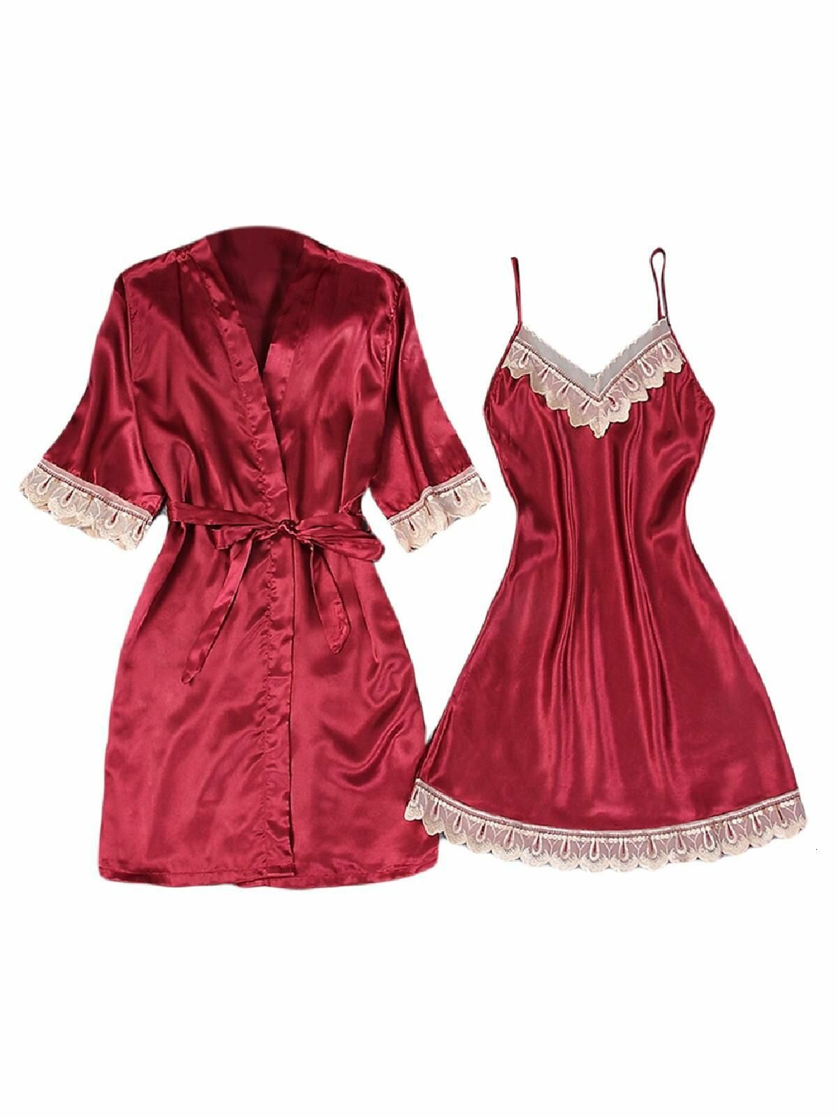 Женский шелковый кимоно-халат из кружева и лоскутной ткани, Wr - L