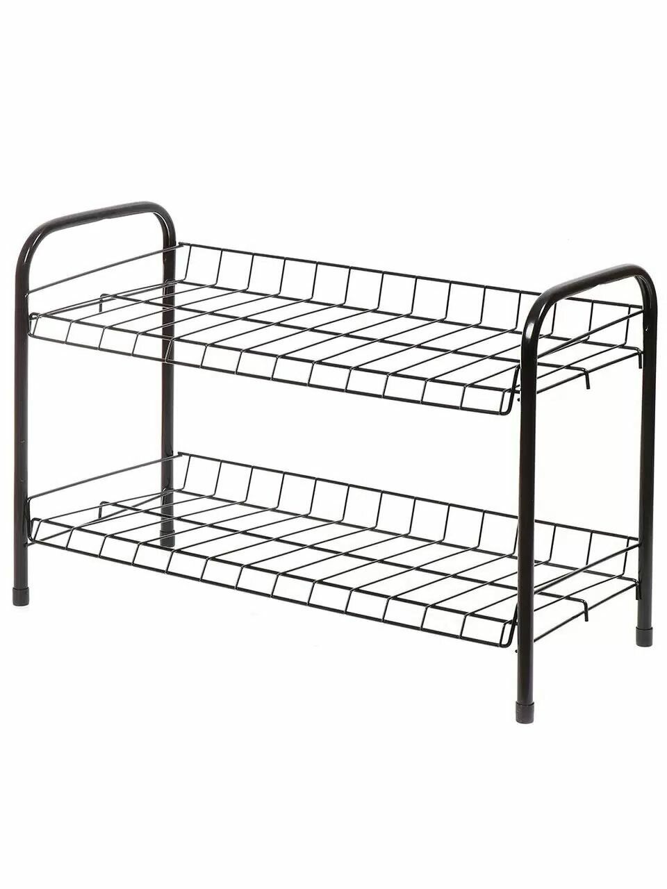 Полка для обуви Nika металлическая, 2 секции, 66х28х44 см, черная