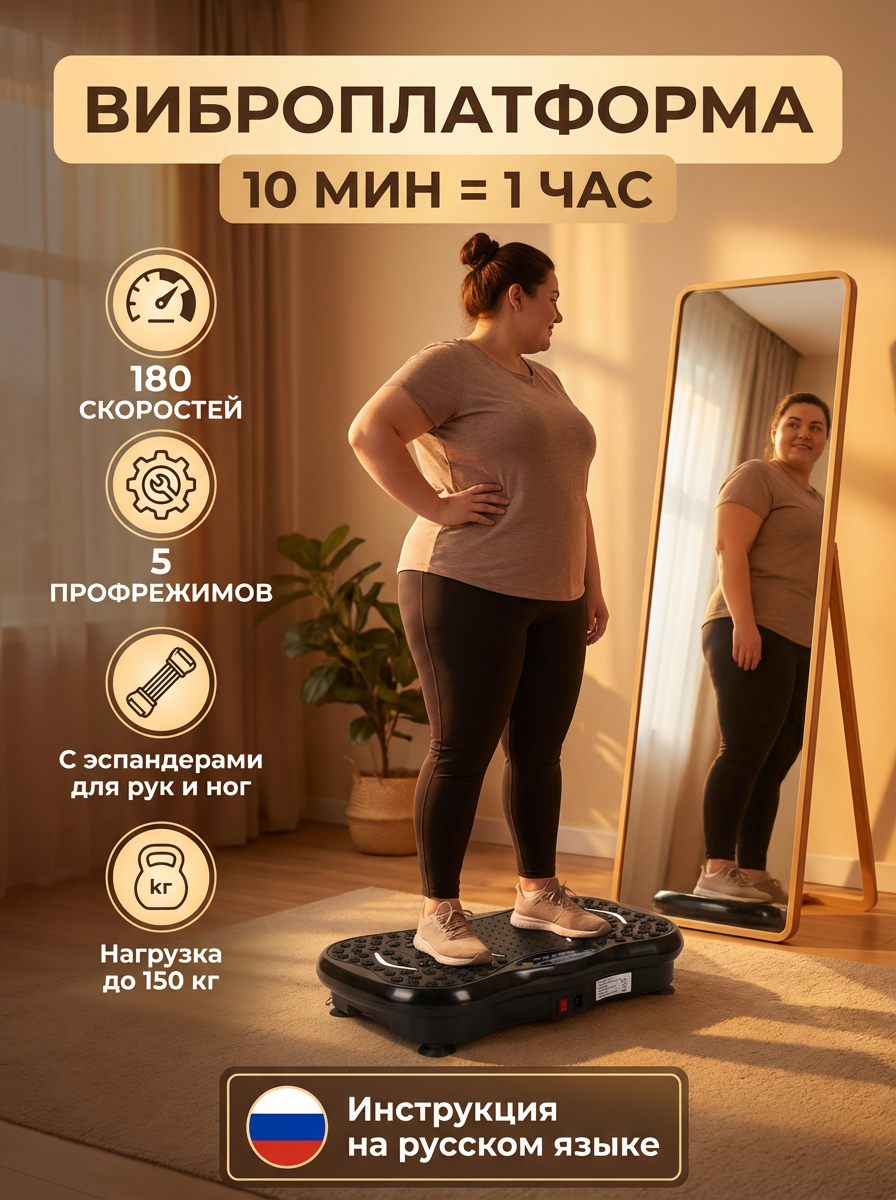Виброплатформа для похудения до 150кг тренажер для дома c дистанционным управлением