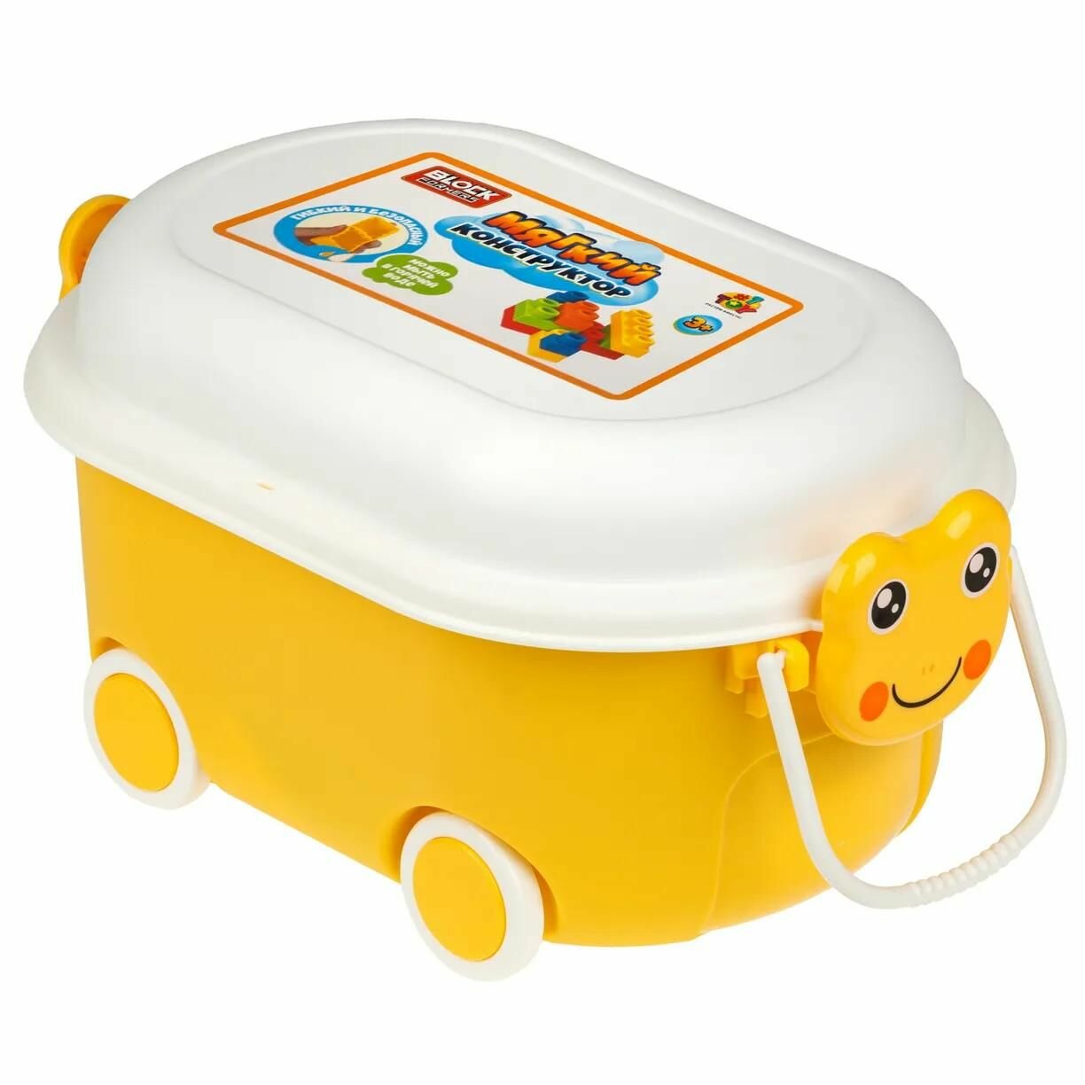 Конструктор детский 1Toy мягкий, 24 деталей, в контейнере-тележке пластиковый (Т26764)