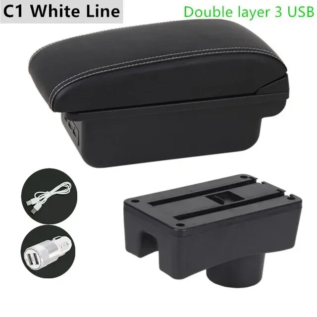 Подлокотник для Hyundai Accent Tagaz, автомобильный подлокотник, детали для модернизации автомобиля, ящик для хранения с USB светодиодом, аксессуар для ремонта автомобиля C1 White Line