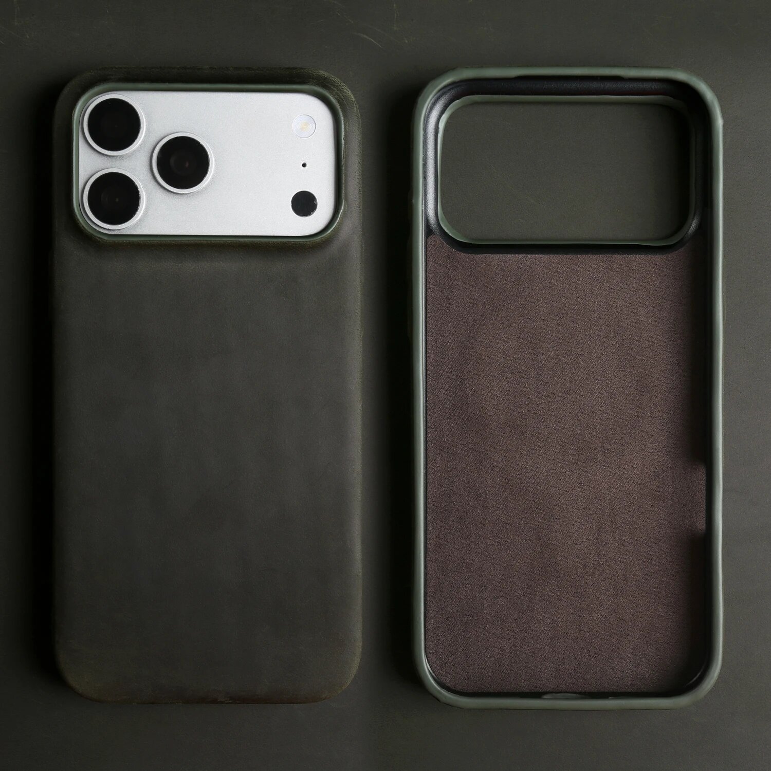 Чехол из натуральной кожи с узором «Крейзи Хорс» для iPhone 17 Айфон 12 Про Макс, Dark Green 3806