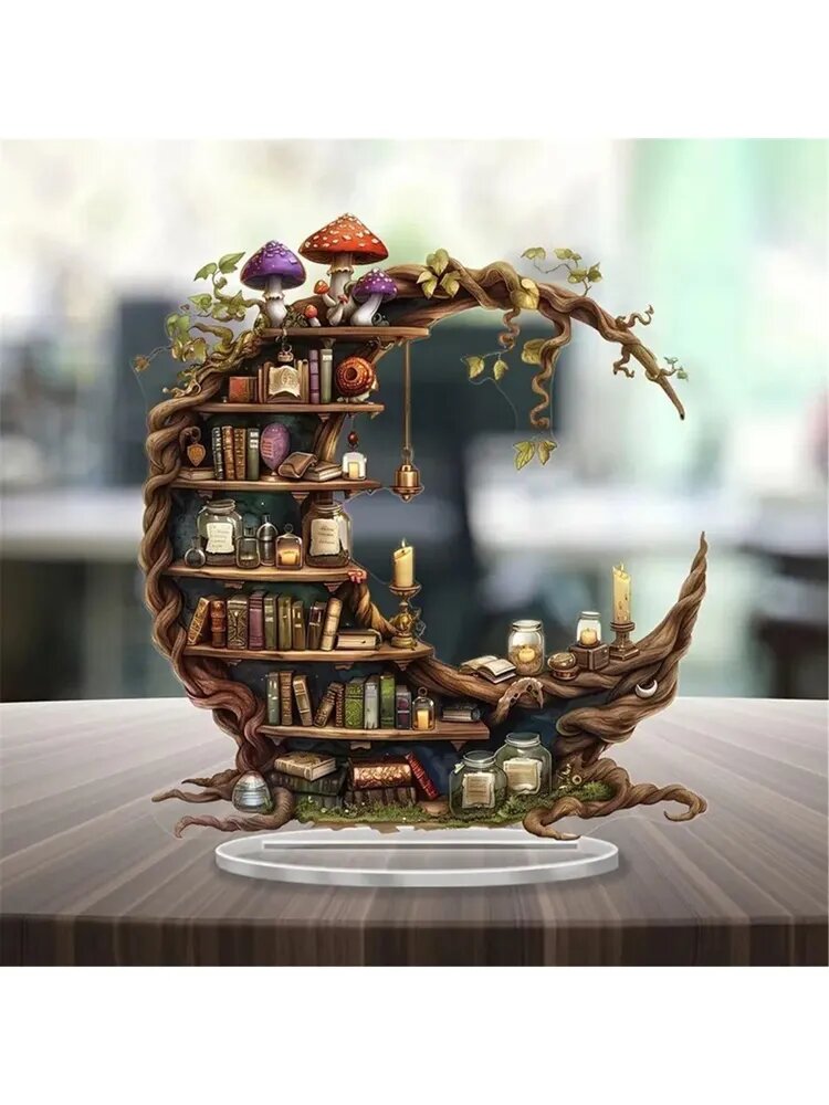 Декоративная фигурка луны, для книжной полки или стола, светящийся ночник и уютный декор.