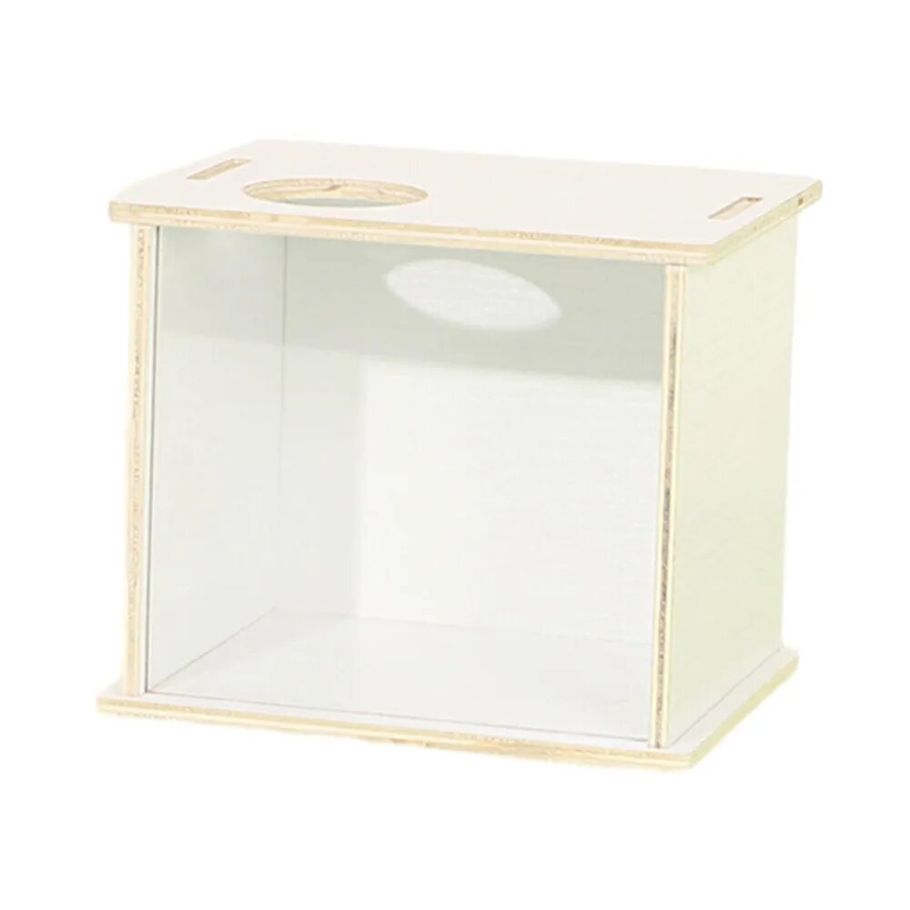 Деревянная песочница для хомяков с акриловым окном, размер 16x13x14 см, для песчанок, шиншилл, удобная установка, вентиляция