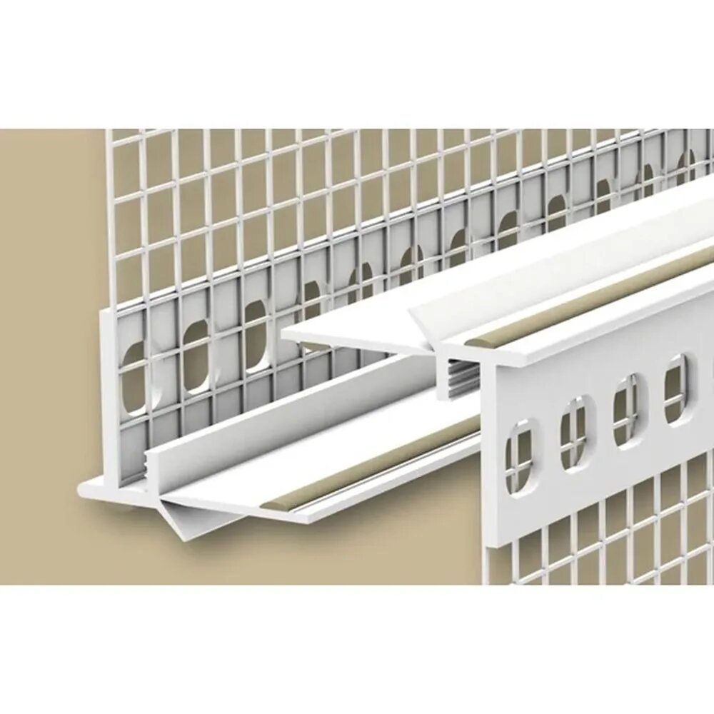 Оконный профиль примыкания (нащельник) 6мм * 2000мм (25 штук) с сеткой и манжетой