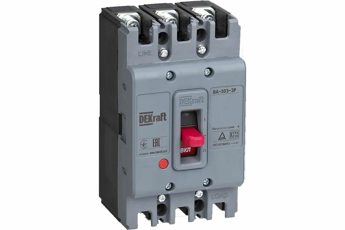 Автомат. выключатель для защиты двигателя 3-пол. (3P) 125А 36кА ВА-303 DEKraft