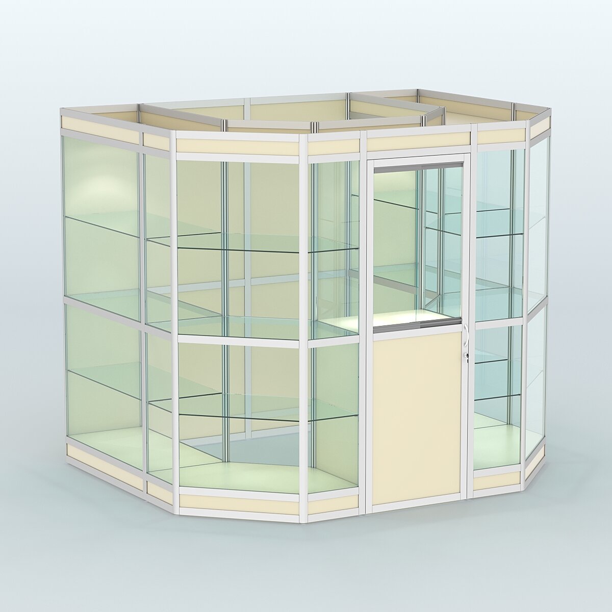 Павильон из профиля пристенный №7в (4,32 кв. м), Крем Вайс