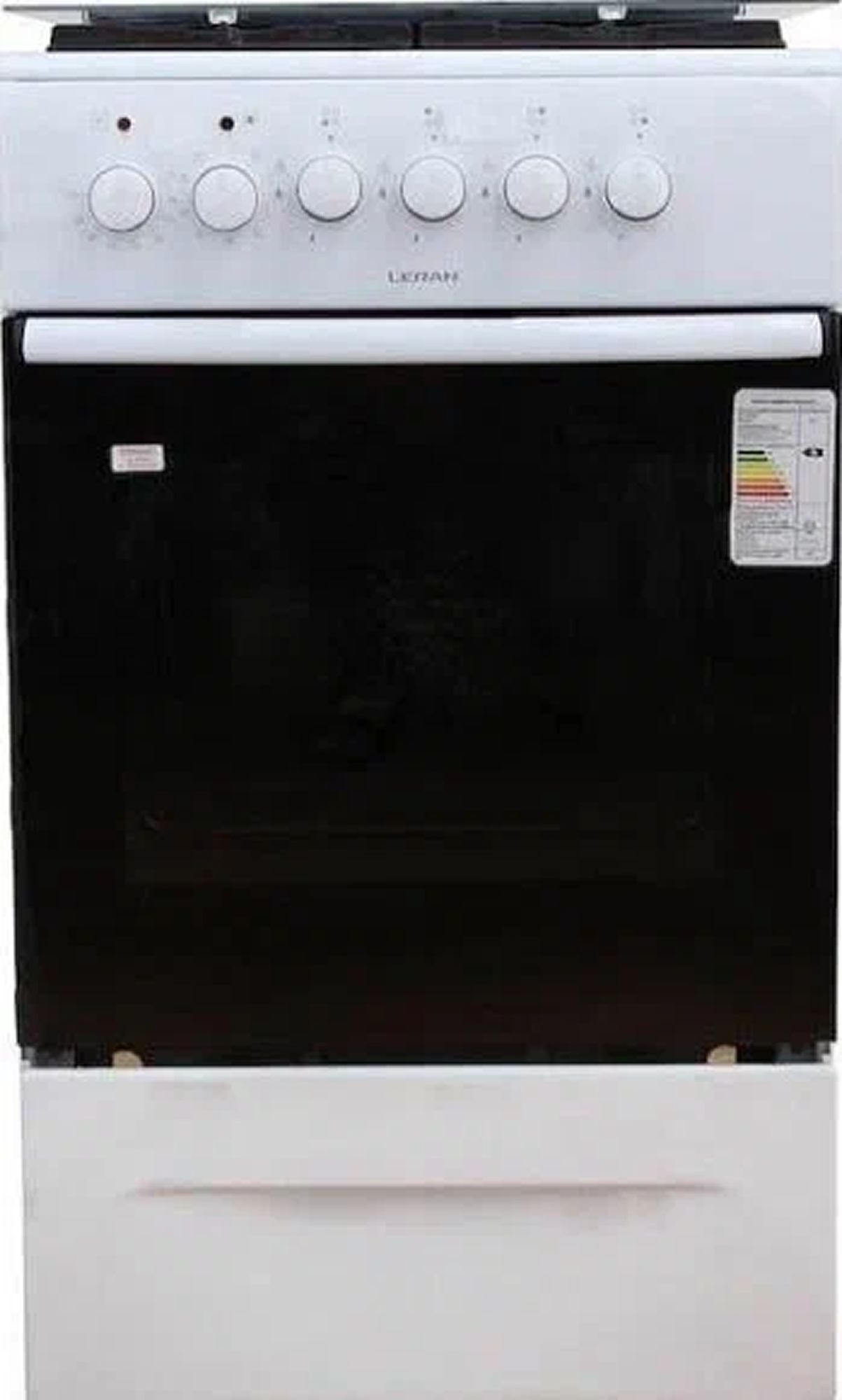 Плита комбинированная Leran GEC 3311W, газовая, 4 конфорки, электрическая духовка, белая