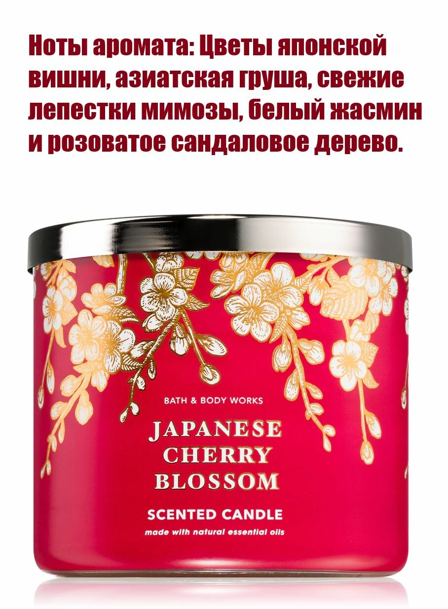 Bath and Body Works свеча ароматическая с 3-мя фитилями Japanese Cherry Blossom (411 грамм).