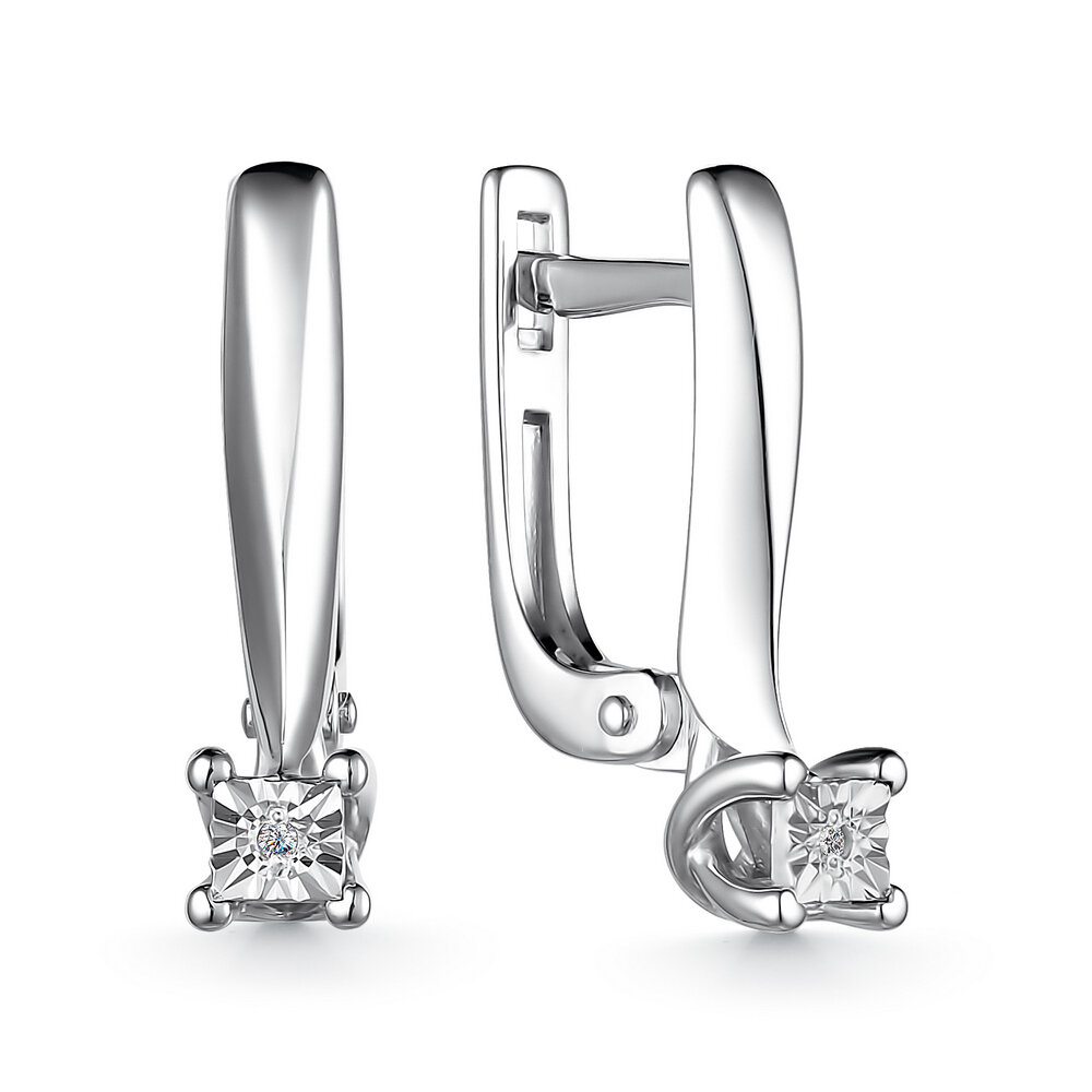 Серьги, серебро, 925 проба, бриллиант