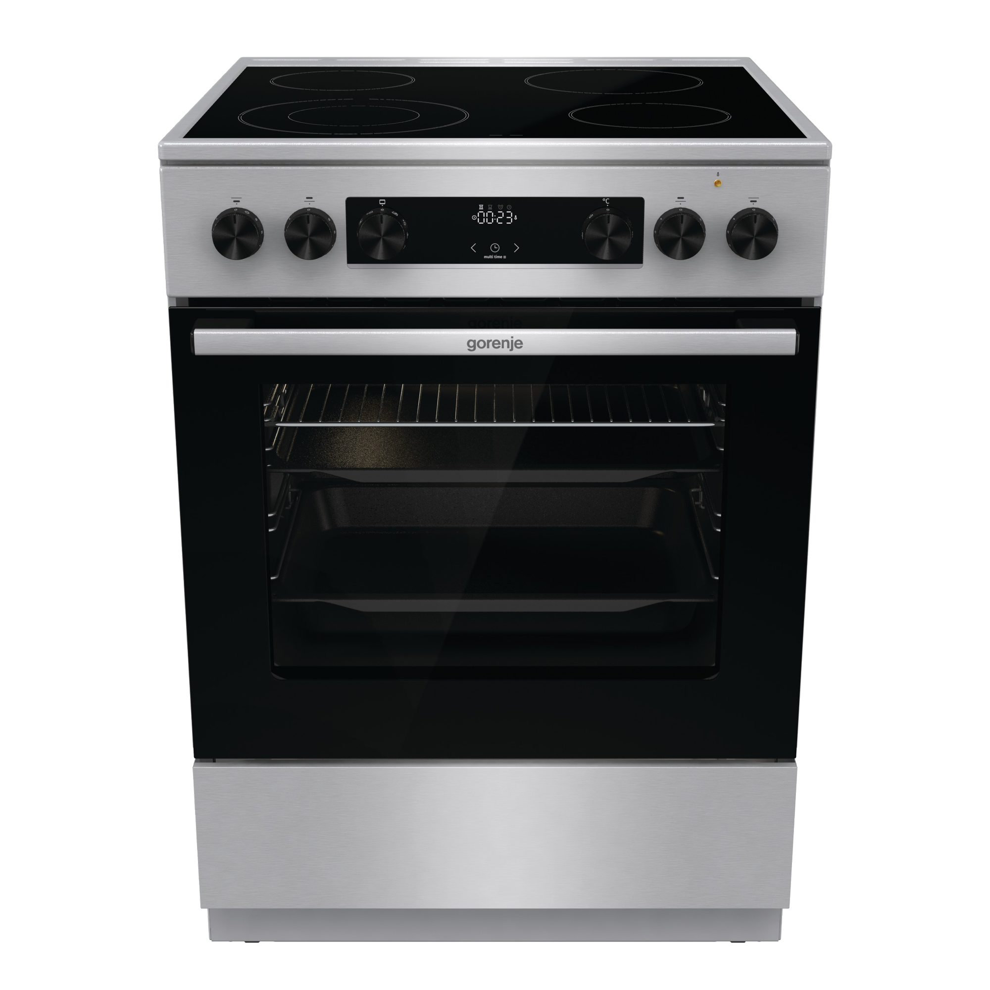 Стеклокерамическая плита Gorenje GECS6C70XC, класс А, Сенсорный программатор IconLED, Очистка паром, серая