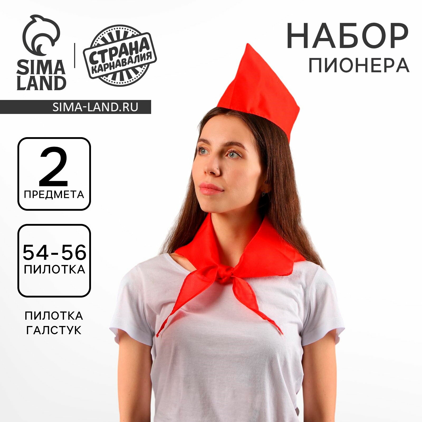 Карнавальный набор "Пионер", пилотка и галстук, вид: галстуки классические