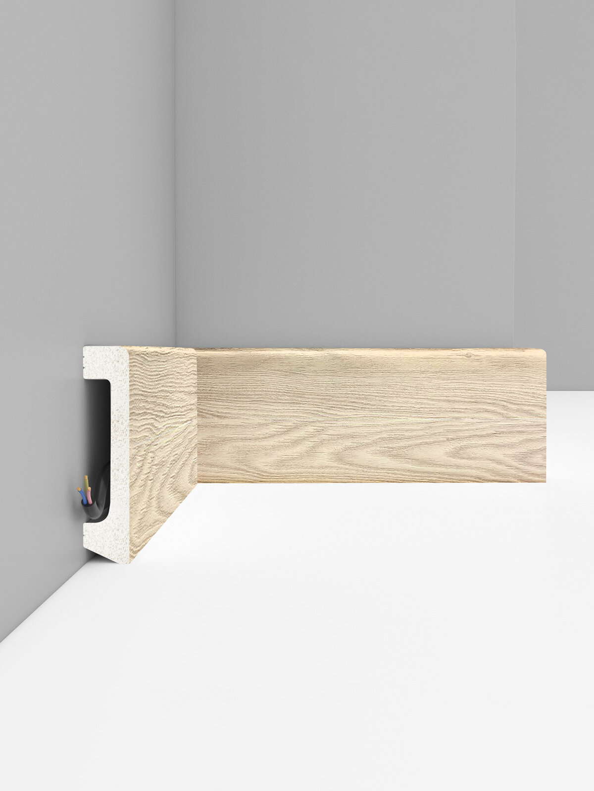 Плинтус дюрополимер напольный DECOMASTER (декомастер), 80х17х2400 мм, D235-82 ДМ ясень