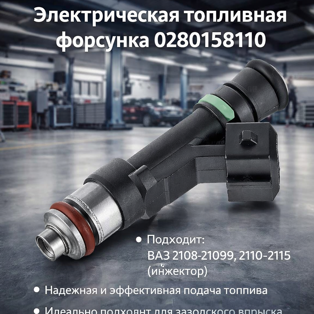 Форсунка топливная электрическая 0280158110 1 шт Подходит: ВАЗ 2108–21099, 2110–2115 (инжектор)