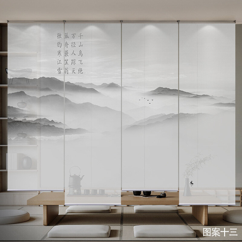 Новая перегородка в китайском стиле, полупрозрачная подвесная штора, электрический интеллектуальный подъемник, декоративная ширма для прихожей гостиной, рулонная штора.