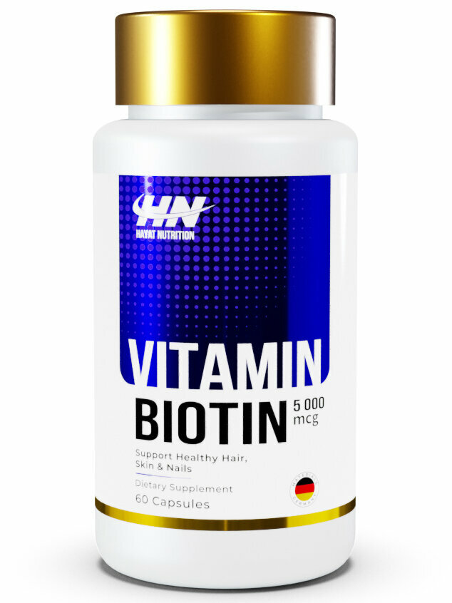Hayat Nutrition Biotin 5000 mcg - 60 капсул, ---