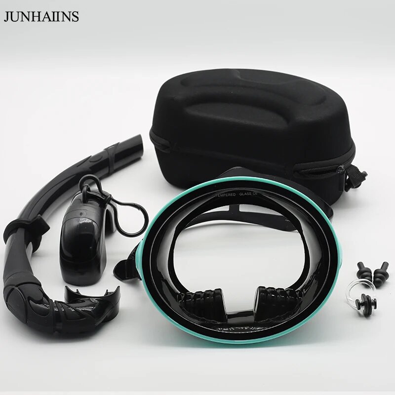 JUNHAIINS профессиональные маски для дайвинга Wet Green 4-piece se