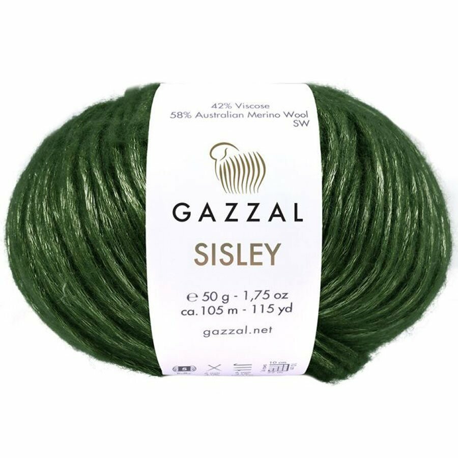 Пряжа Gazzal SISLEY 5724 т. зеленый (10 мотков)