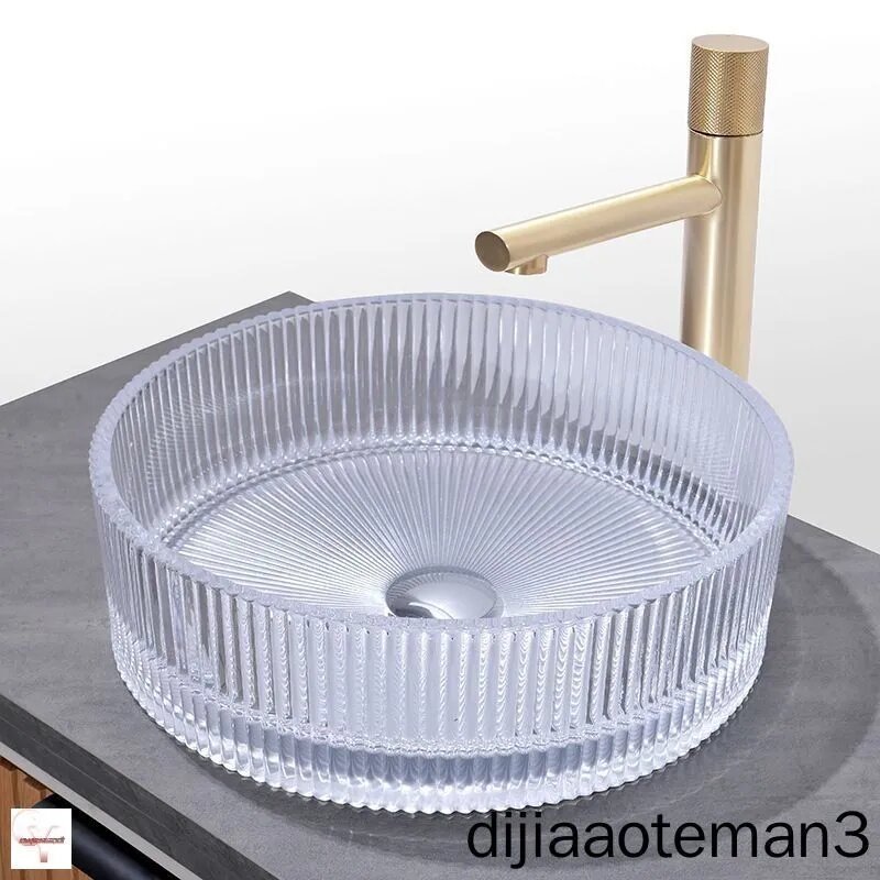 Стеклянная круглая раковина для ванной комнаты, накладная, современный дизайн