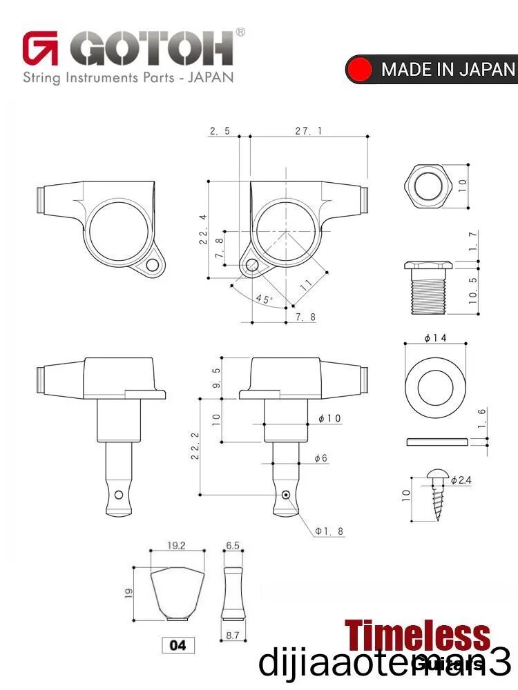 GOTOH SG381-04 гитарные колки 3x3 для электрогитары, черные, 6 шт. — фото 1