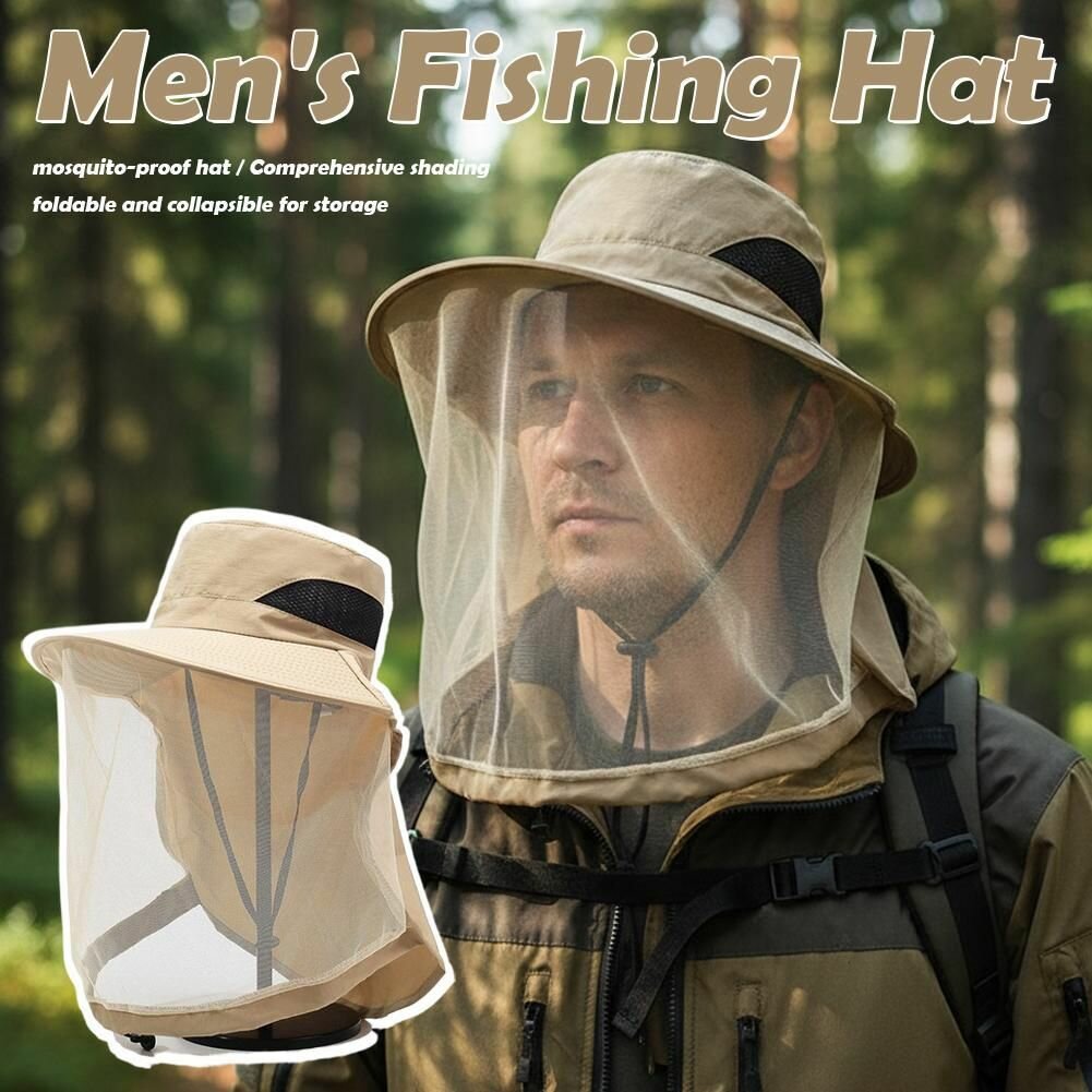 Противомоскитная шляпа с сеткой и накидкой летняя панама с широкими полями для рыбалки, походов и пчеловодства, защита от комаров и солнца