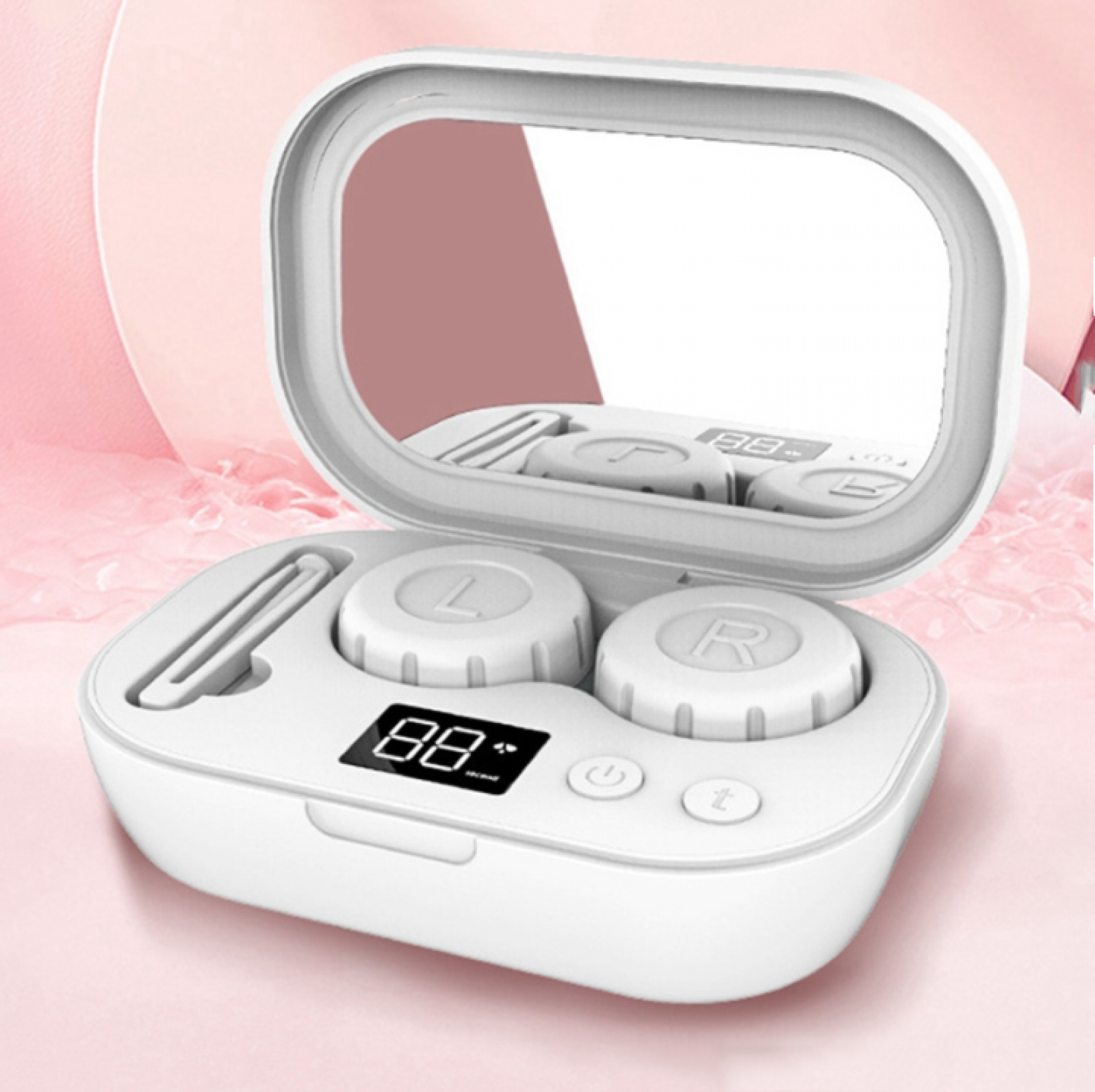 Ультразвуковой контейнер-кейс MyPads с зеркалом для очистки контактных линз белый