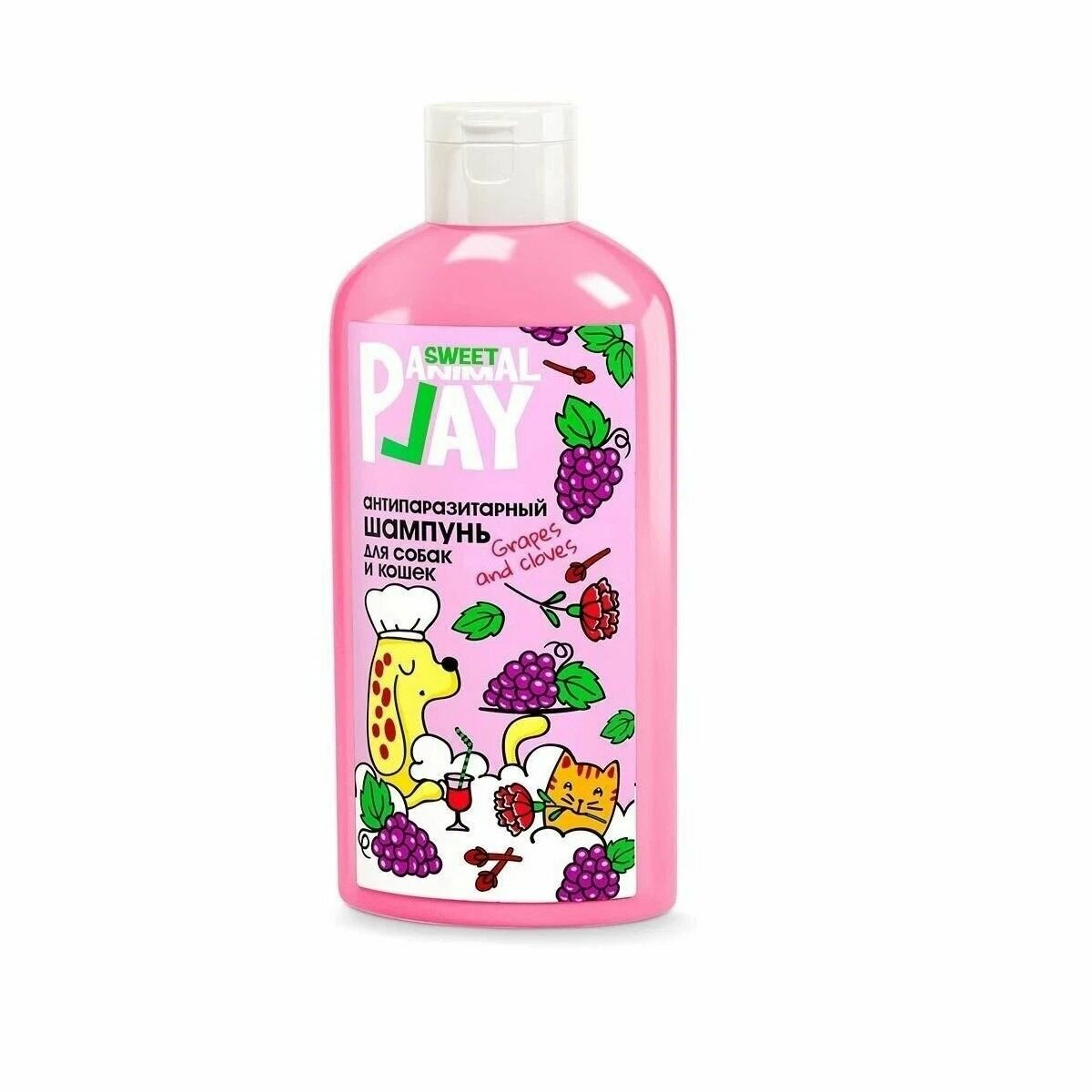 Animal Play Sweet Шампунь для собак и кошек антипаразитарный Виноград и гвоздика 300мл