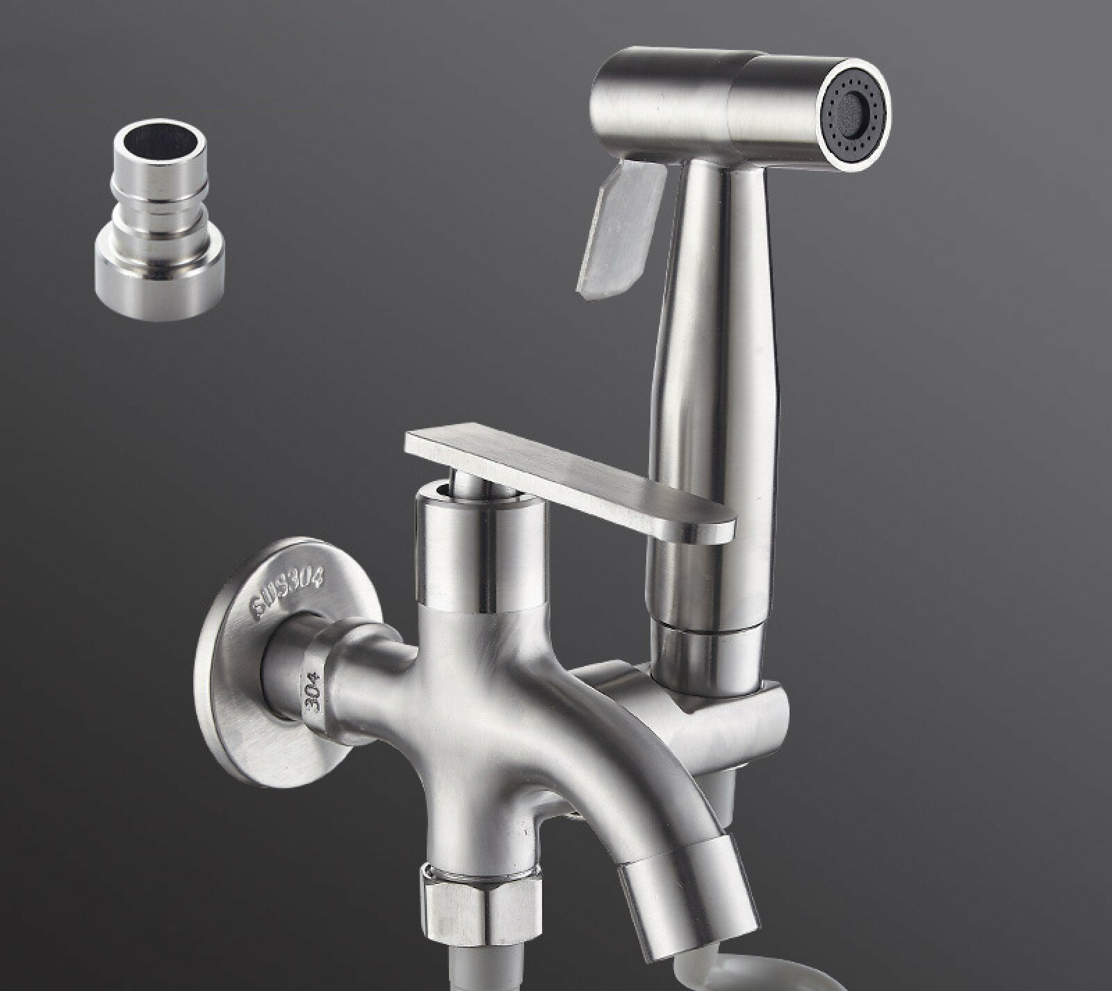 Смеситель MyPads с гигиеническим душем для раковины настенный из нержавеющей стали