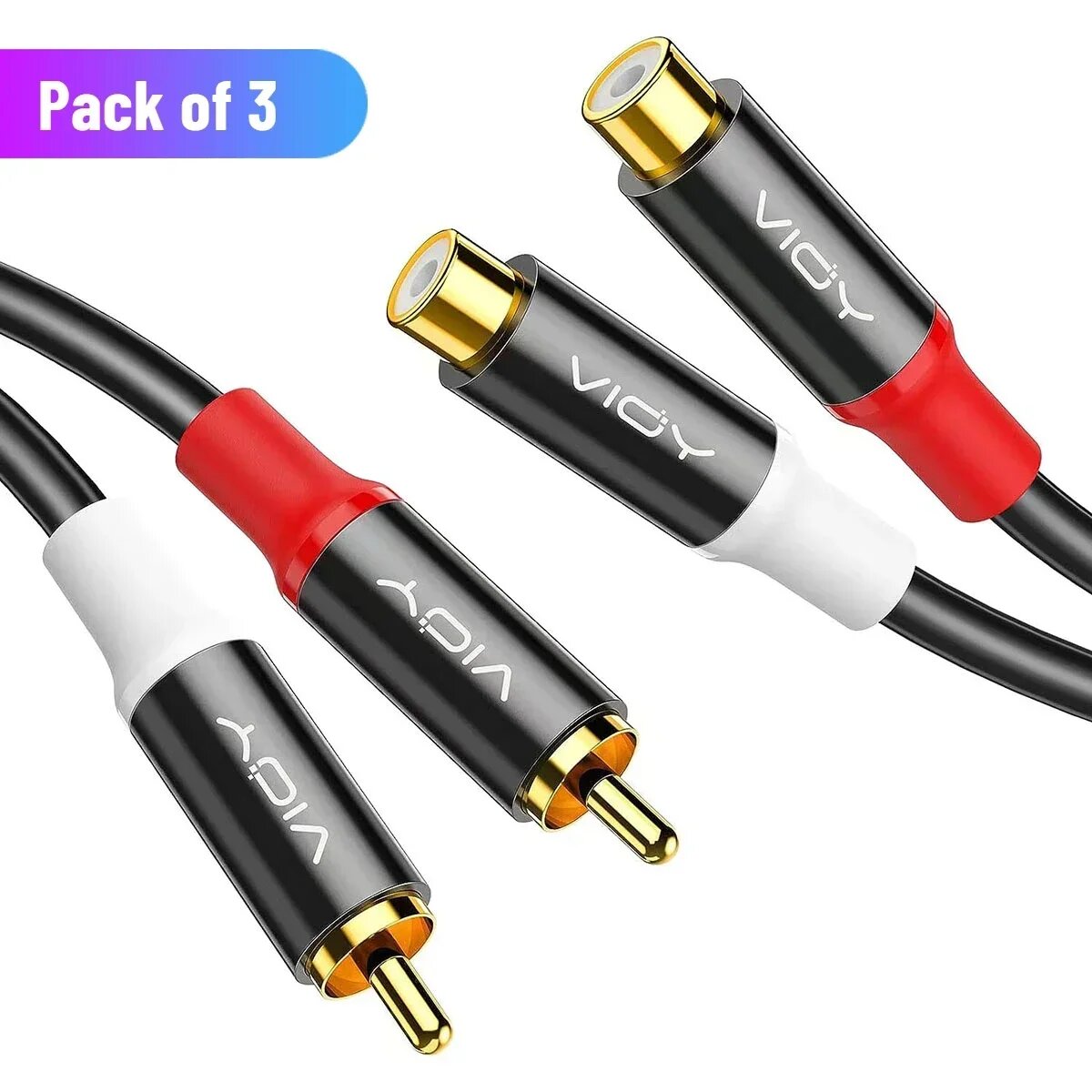 RCA стерео аудио удлинительный кабель с двойным экраном 2RCA «папа» на 2RCA Pack of 3(M-F), 5м