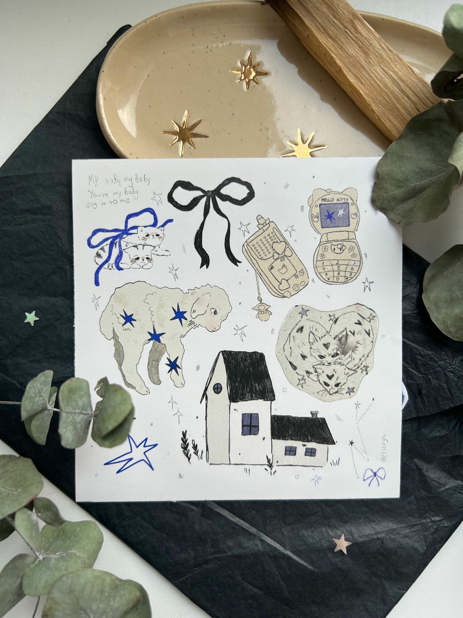 Виниловые стикеры без резки 10 10см, стикеры в ежедневник, merleryn