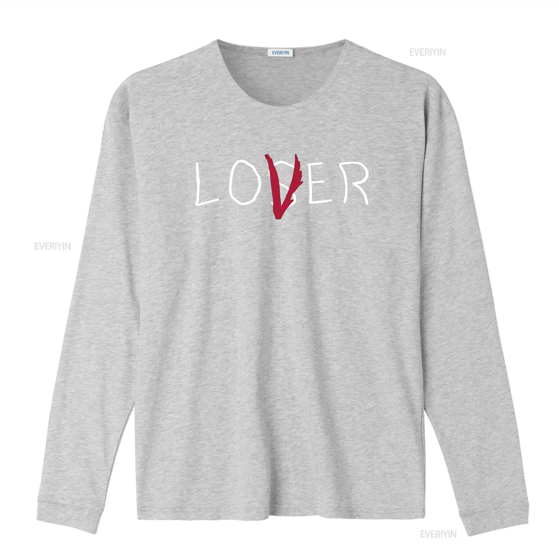 Футболка мужская "Lover" серая, длинный рукав