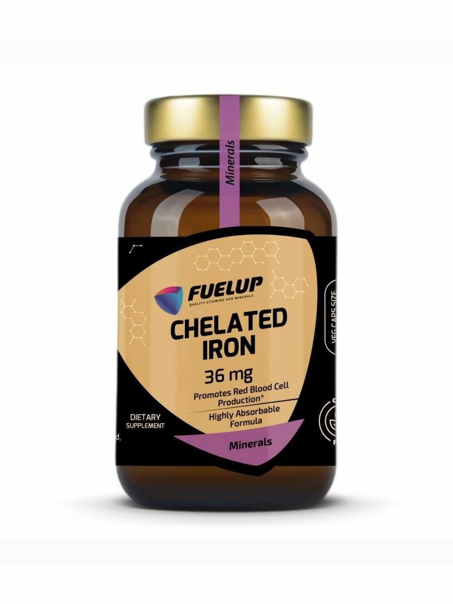 Хелат железа, FuelUP, Chelated Iron, 36 мг, 90 растительных капсул
