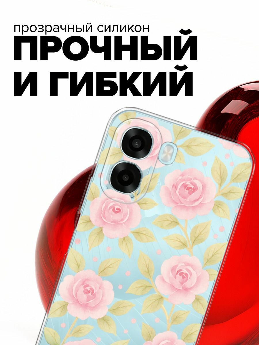 Чехол на Oppo A6x / Оппо A6x с принтом Акварельные розовые розы — фото 1