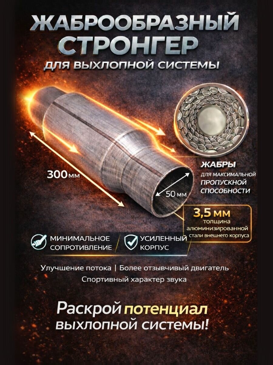 Стронгер алюминизированный жаброобразный 50*300 для глушителя Резонатор