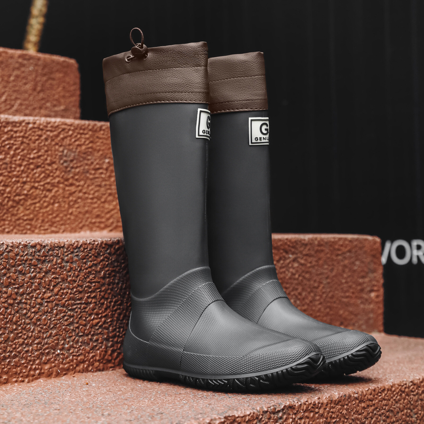 Мужские мягкие резиновые сапоги в японском стиле, универсальные сапоги для активного отдыха, высокие водонепроницаемые сапоги для кемпинга для женщин. Размер обуви. EU:43