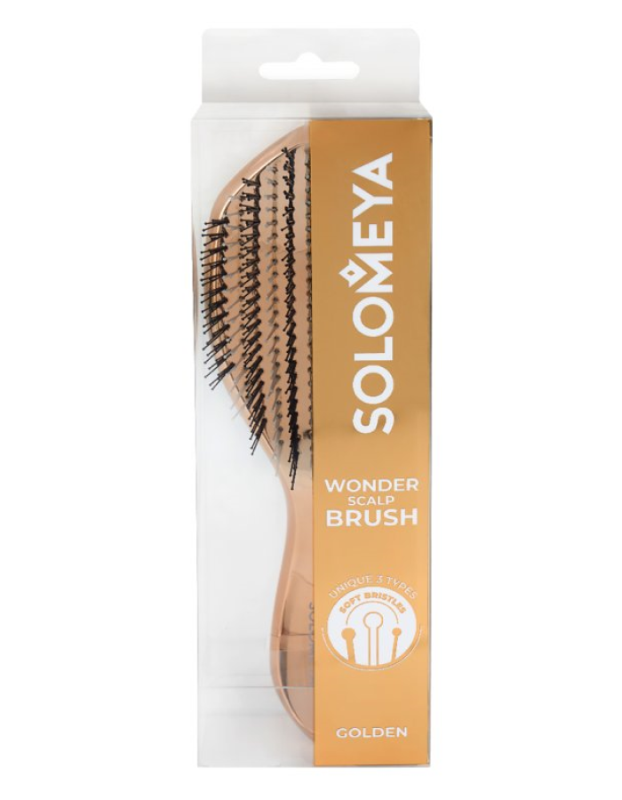 [Solomeya] Расческа для распутывания массажа и мытья кожи головы золотой градиент Wonder Scalp Brush Golden Gradient, 1шт