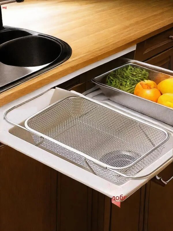 Сетка для раковины 43 см, 1 шт, металлическая, кухонная сливная корзина для фруктов и овощей