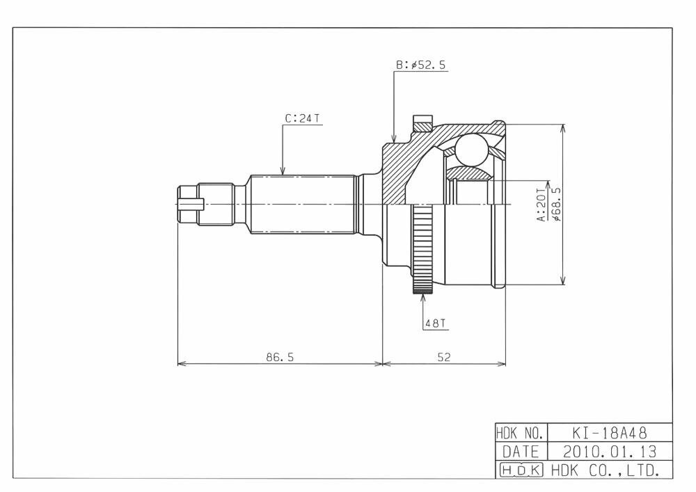 ШРУС наружный [ABS] 48z HDK KI-018A48 KIA Picanto 04->