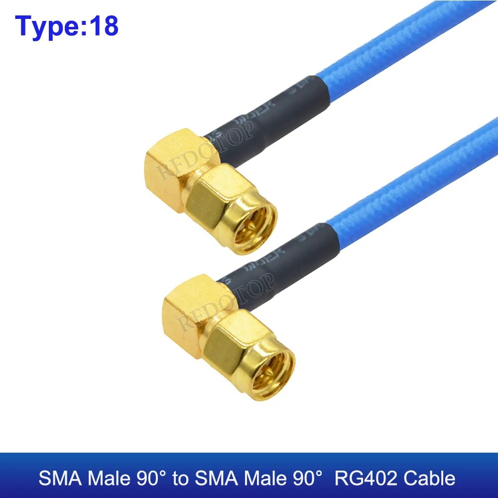 Коаксиальный кабель RFDOTOP SMA 90° - SMA 90° синий 10CM