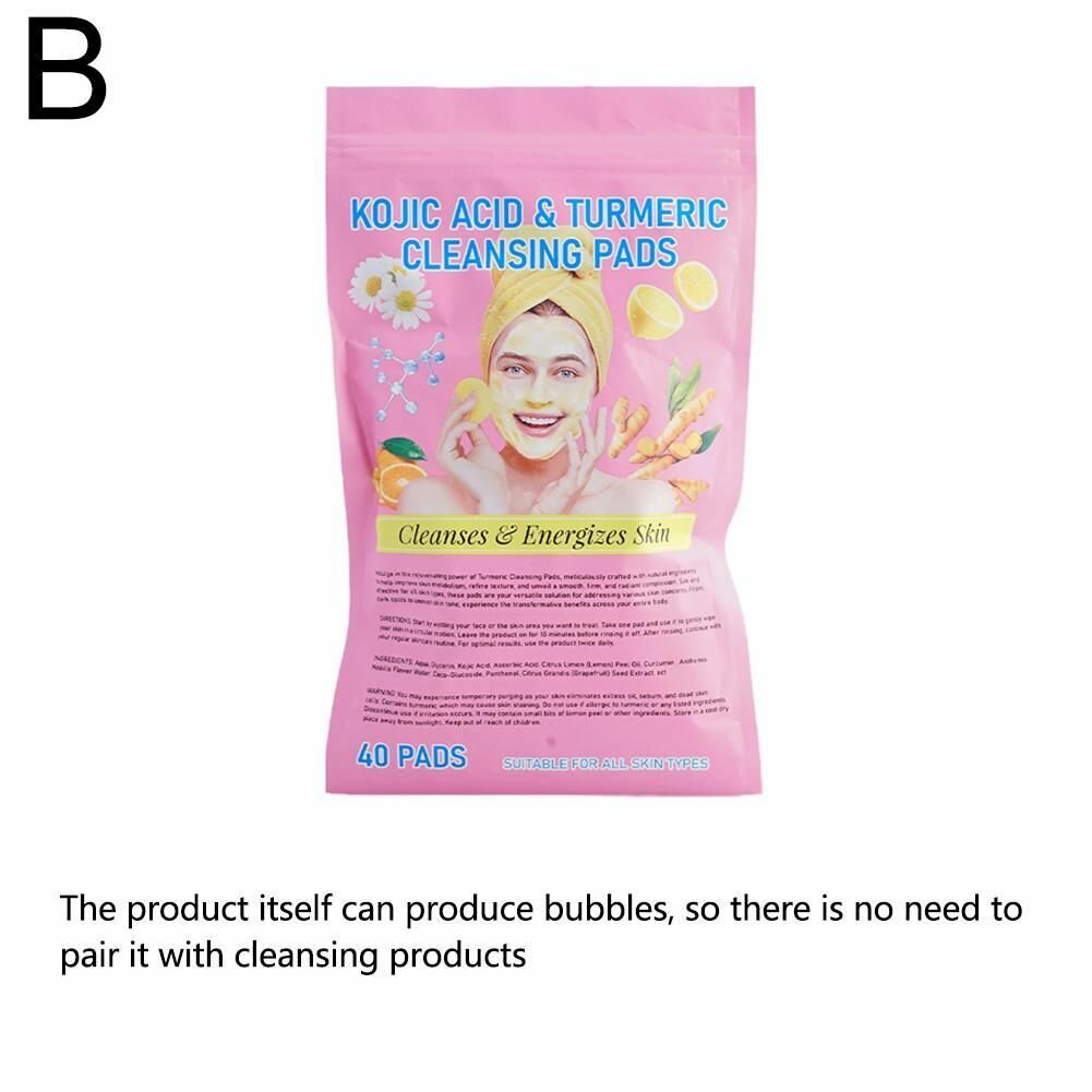 40 шт, отшелушивающие очищающие подушечки для лица с куркумой и койевой кислотой, балансируют масло и воду в коже